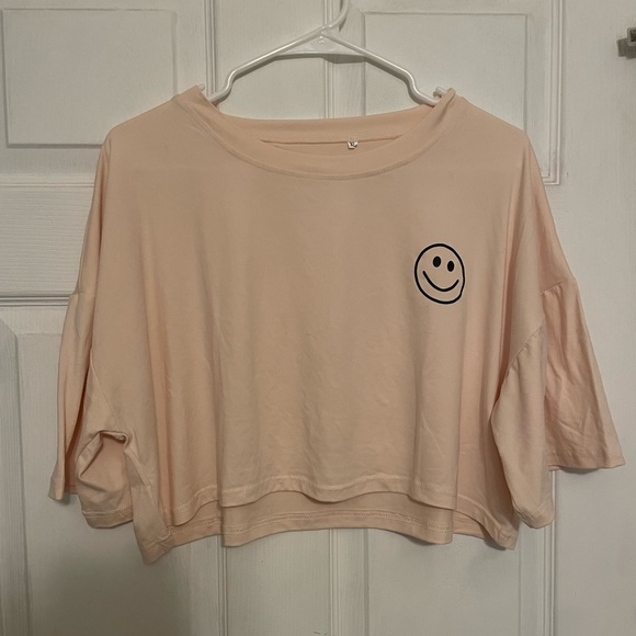 Tops | Smiley Face Crop Tee Xl | Poshmark